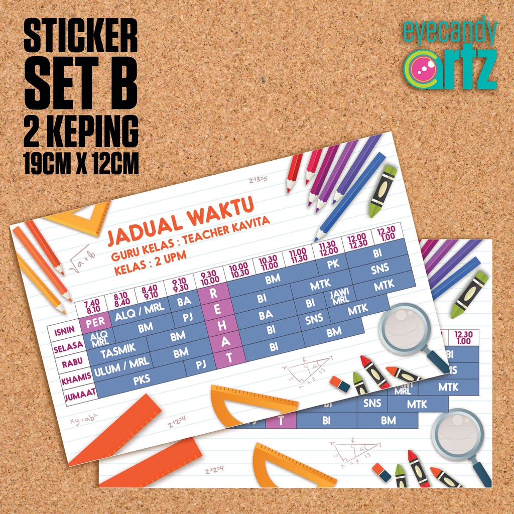[2025] Sticker Jadual Waktu Sekolah (19cm x 12cm) | Custom School ...