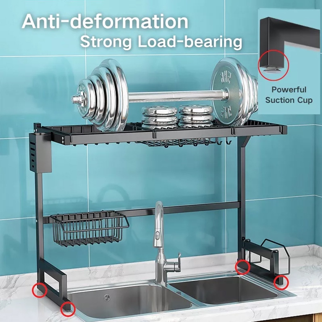 Rak Dapur Stainless Steel Sink Dish Rack Rak Pinggan Sinki Dish Drainer ...