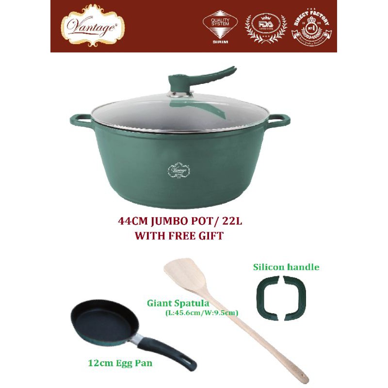 SET PERIUK KAWAH 44cm(22L) Jumbo Pot (Green Series) with FOC 12cm Egg ...