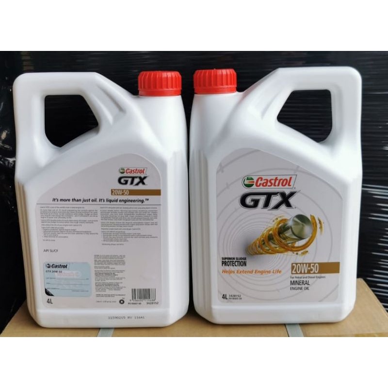 CASTROL GTX 20W50 ENGINE OIL 4LILTER MINYAK HITAM MINERAL 20W50 | Shopee Malaysia