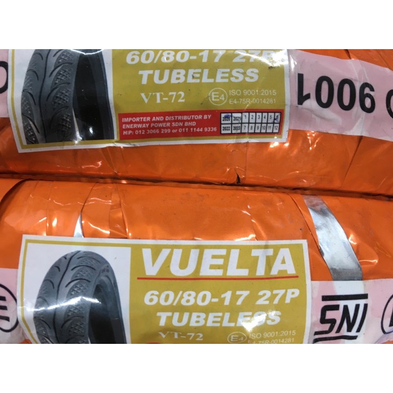 60/80x17 27P TUBELESS (VT72) DIAMOND VEULTA | Shopee Malaysia