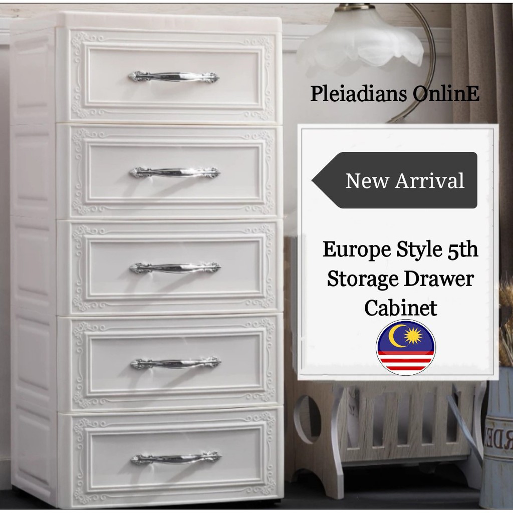 👉READY STOCK 👉🇲🇾 European Style 5 Layer Cabinet Large Plastic Storage ...