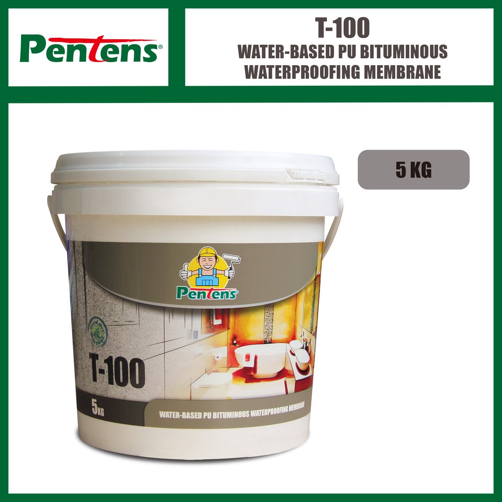 5KG PENTENS T-100 Water-Based PU Bituminous Waterproofing Membrane 防水胶漆 ...