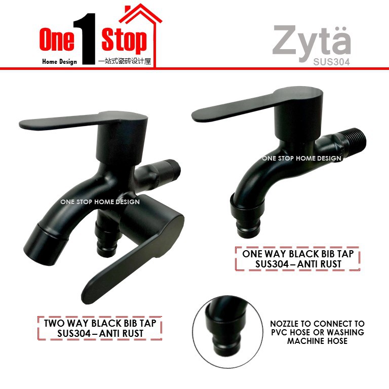 🌈ZYTA🌈 MATTE BLACK TWO WAY TAP & WALL BIB TAP | Shopee Malaysia