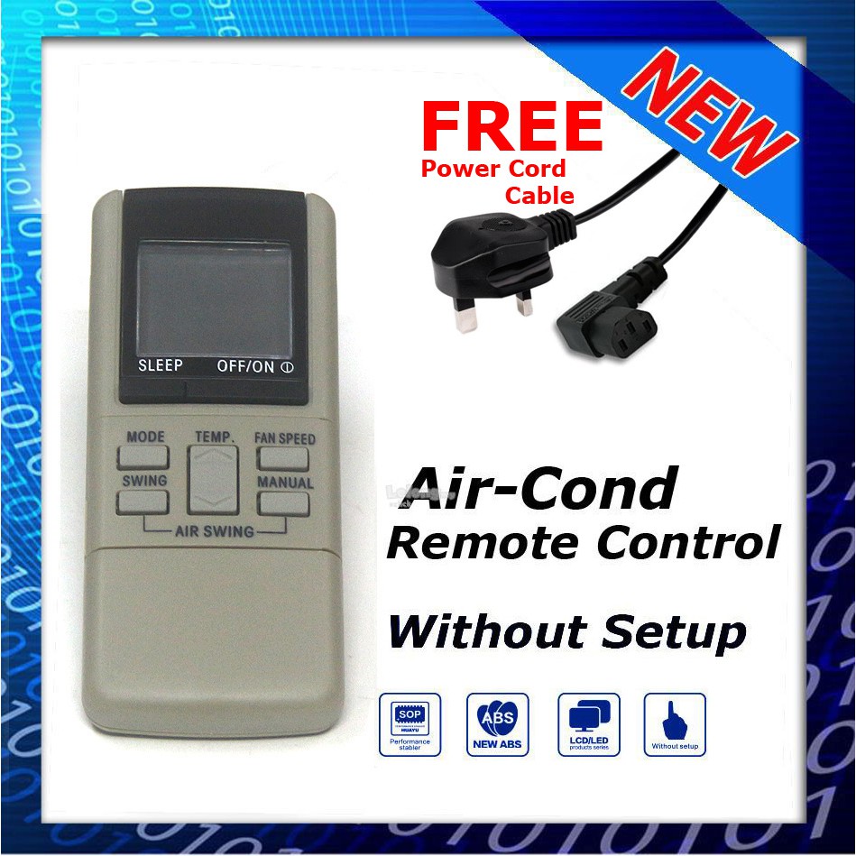FREE Power Cord Cable- Air-cond Remote Control Compatible for Air-Cond ...