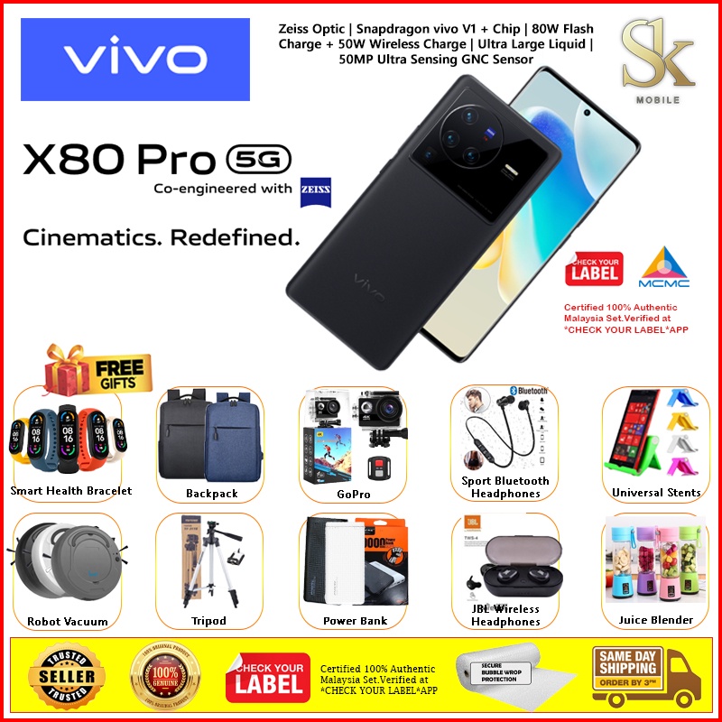 vivo X80 Pro Smartphone | 12GB+4GB RAM + 256GB ROM | Zeiss Optic | Snapdragon vivo V1 + Chip ...