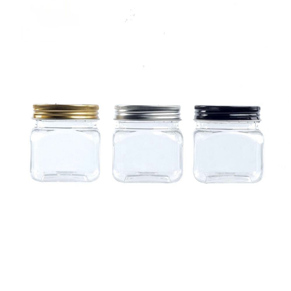 Transparent plastic square jar with Aluminium screw cap | Shopee Malaysia