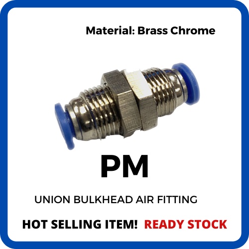 Pneumatic PM Union Bulkhead Air Fitting Male Bulkhead Connector Push In ...