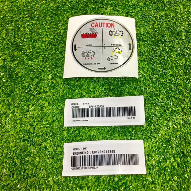 STICKER CAUTION CROME RXZ /STICKER BODY BARCODE RXZ /YAMAHA 125 ...