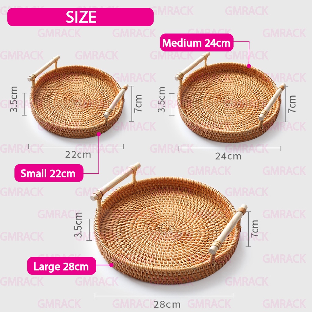 [GMRACK] RATTAN SERVING TRAY DULANG HIDANG SARAPAN TENGAHARI HI-TEA ...