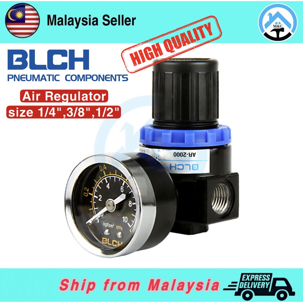 [BLCH] Air Regulator 1/4",3/8",1/2" BSP, AR2000 Pneumatic Air Pressure Regulator, Air Compressor ...
