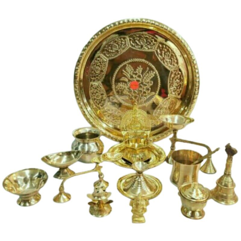BRASS POOJA SET ( 18 PCS ) | Shopee Malaysia