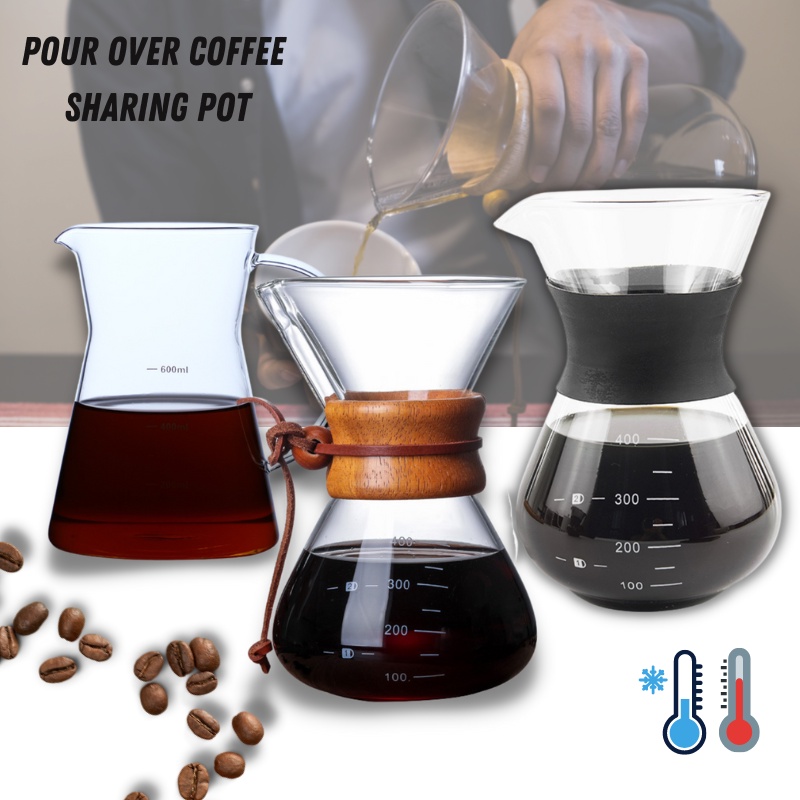 [Ready Stock] 400ml Hand pour over Glass coffee pot Coffee sharing pot ...