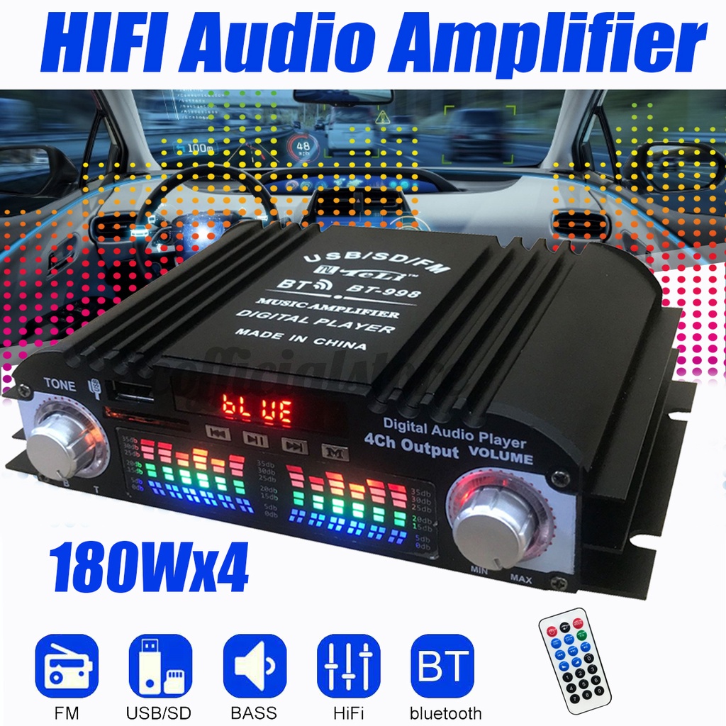 Ready Stock Car Mini Amplifier bluetooth Audio Power Amplifier Small ...