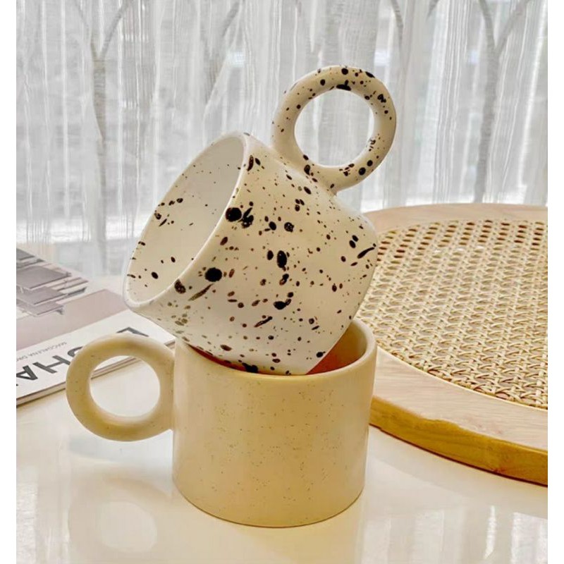 Hand Made Korea ins Big Ear Handle Mug Ceramic Ring Drinking Cup Office ...