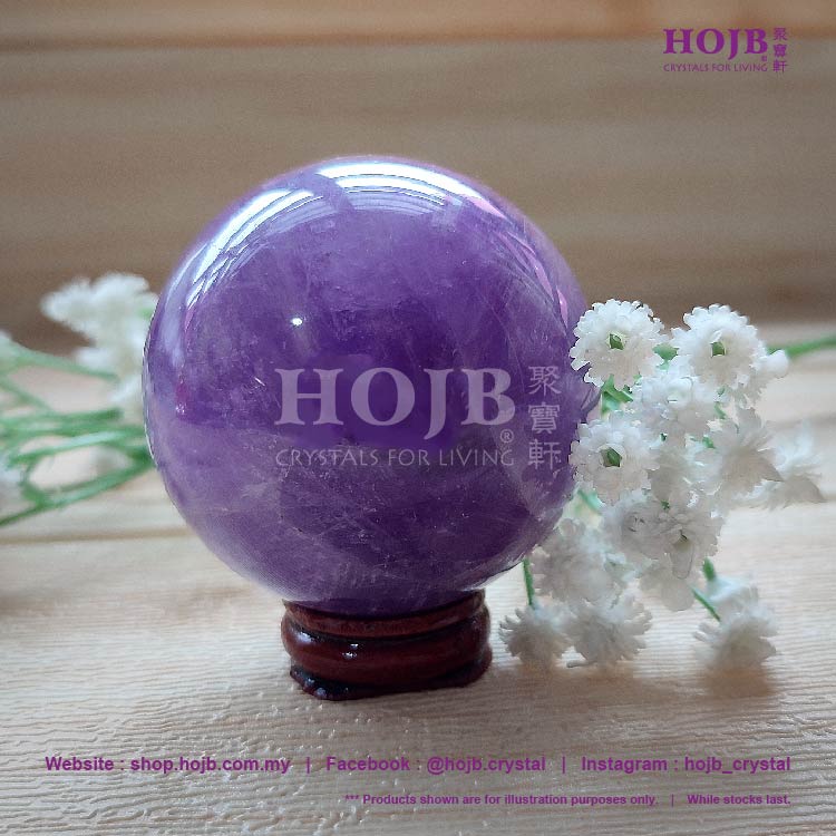 HOJB Brazilian Amethyst 3A Feng Shui Crystal Ball with LED 63mm(0.35KG ...