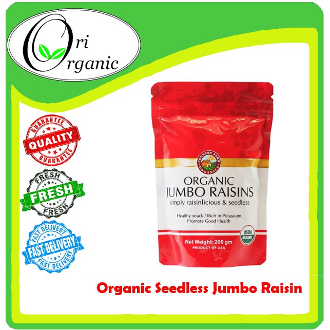 【HALAL】 COUNTRY FARM ORGANIC JUMBO RED RAISIN 200g Exp 2/2026 ...