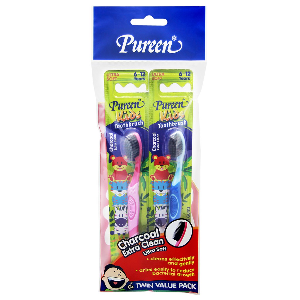 Pureen Kids Toothbrushes With Charcoal Bristles Berus Gigi Kanak-kanak ...