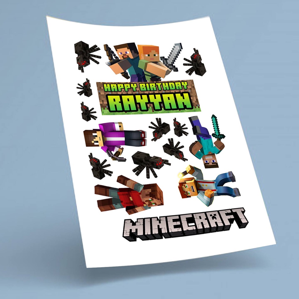 MINECRAFT CUSTOM NAME & AGE [JPEG FORMAT/FILE] [CAKE TOPPER] [PRINT ...