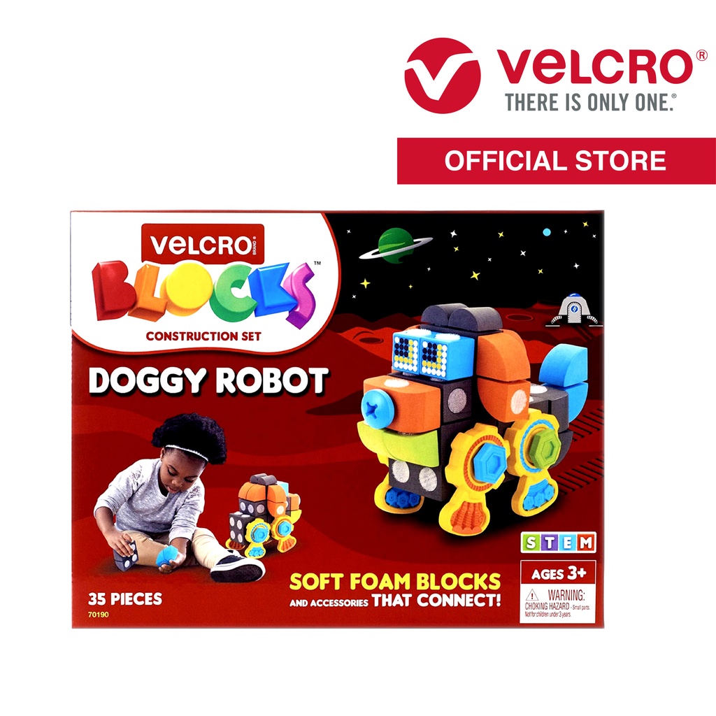 VELCRO Blocks Construction Set Soft Stackable Foam & Accs Doggy Robot ...