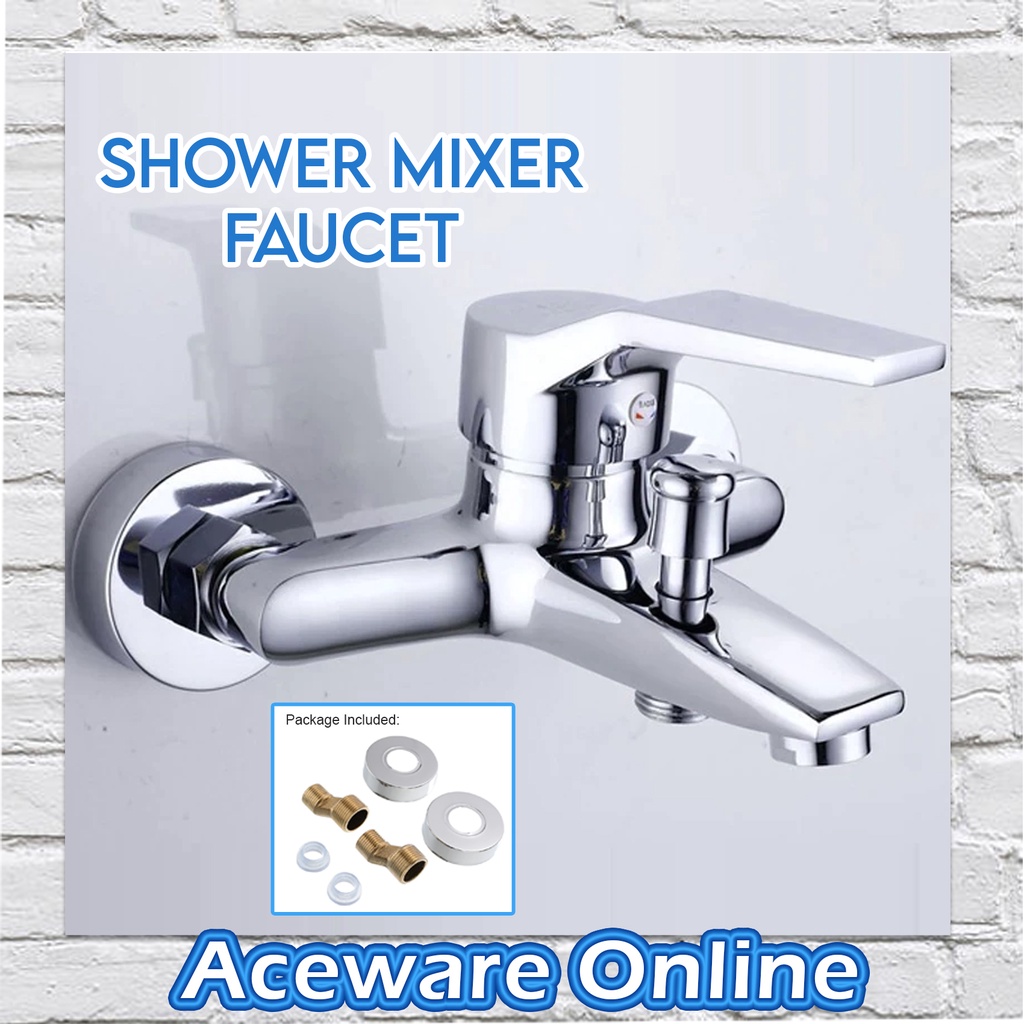 Long Bath Mixer Valve Hot and Cold Shower Faucet Wall Mounted Bathtub ...