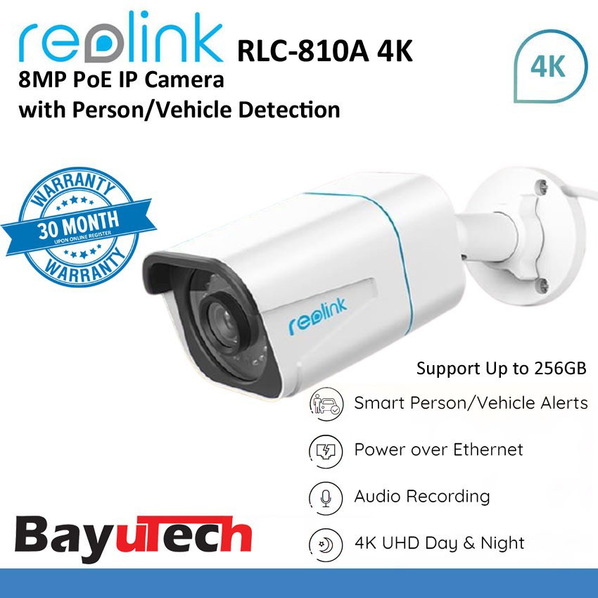 Reolink RLC-810A 4K HD Person/Vehicle Detection PoE Security CCTV IP66 Camera , Smart Playback ...