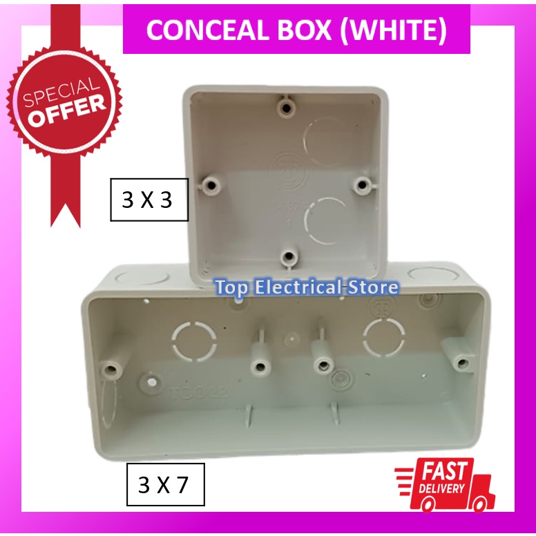 3X3 PVC SINGLE CONCEAL BOX (WHITE) / 3X7 PVC DOUBLE CONCEAL BASE (WHITE ...