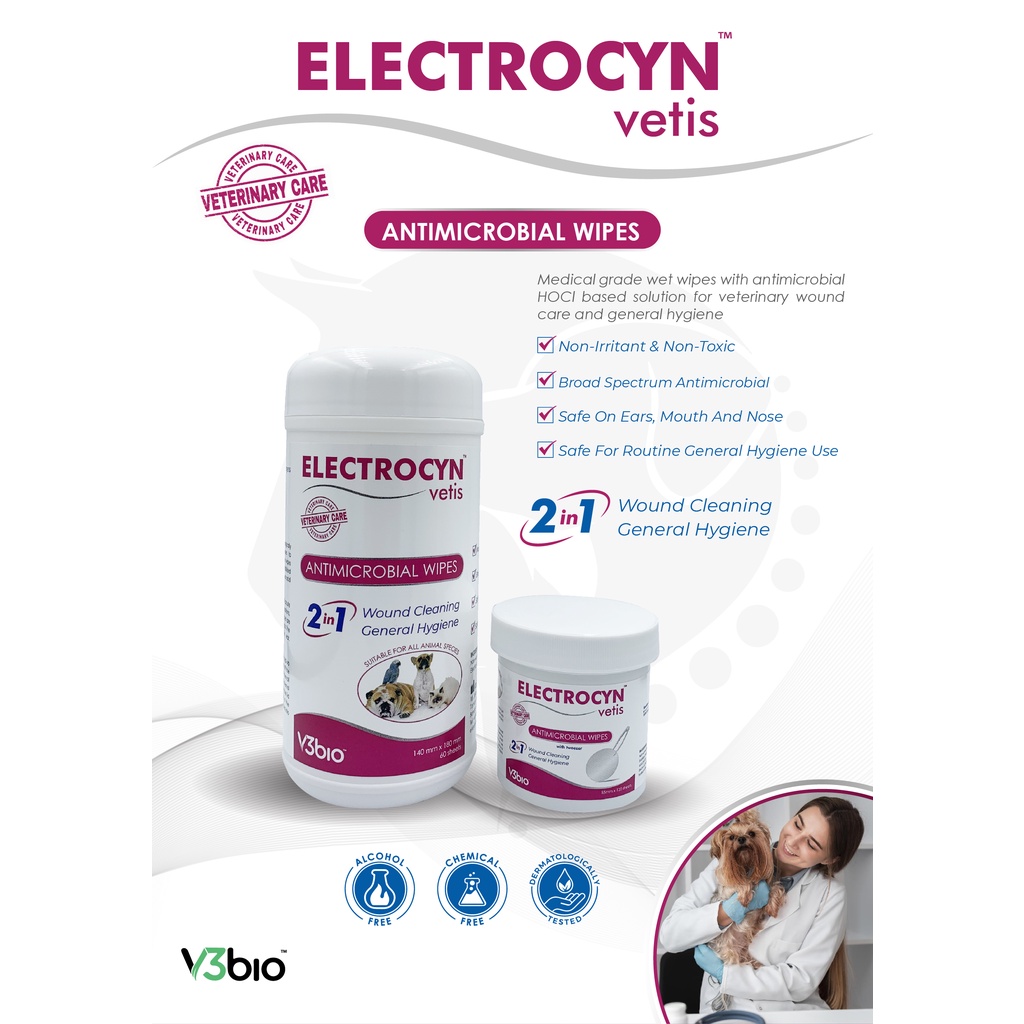 ELECTROCYN vetis Antimicrobial wipes, animal wound and skin care ...