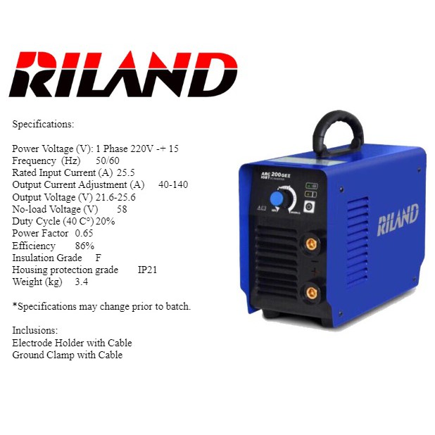 Riland ARC 200 GE / II Micro Processor Welding Machine for 2.5mm & 3 ...