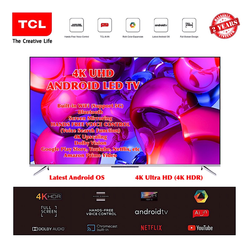 TCL 4K UHD AI TV Android Smart AI TV 50P715 50 inches / 55P715 55 ...