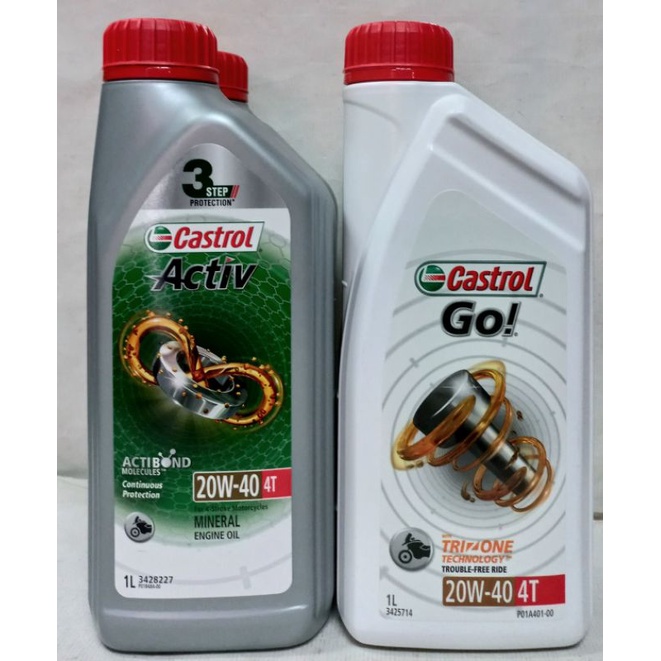 CASTROL GO/ACTIV 4T 20W-40 ENGINE OIL MINYAK HITAM 1L | Shopee Malaysia