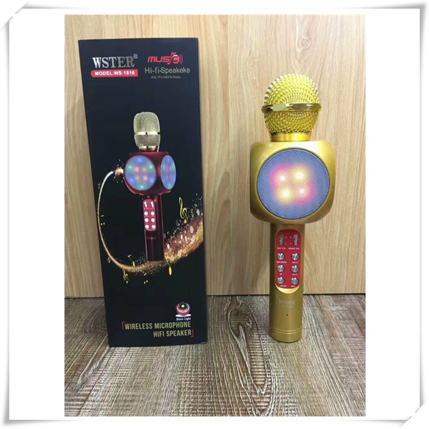 MICROPHONE FLASH LED LIGHT WS-1816 wireless hi-fi SPEAKER BLUETHOOT | Shopee Malaysia