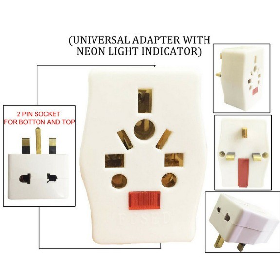 3Pin 13Amp Multiple Adaptor Plug Multiple Plug Adapter With Neon Light ...