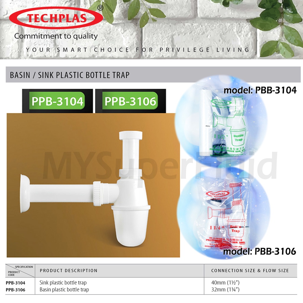 TECHPLAS Basin/Sink Plastic Bottle Trap | Shopee Malaysia