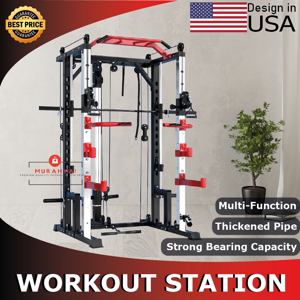Smith machine workout Station multi function Power cage station squat ...