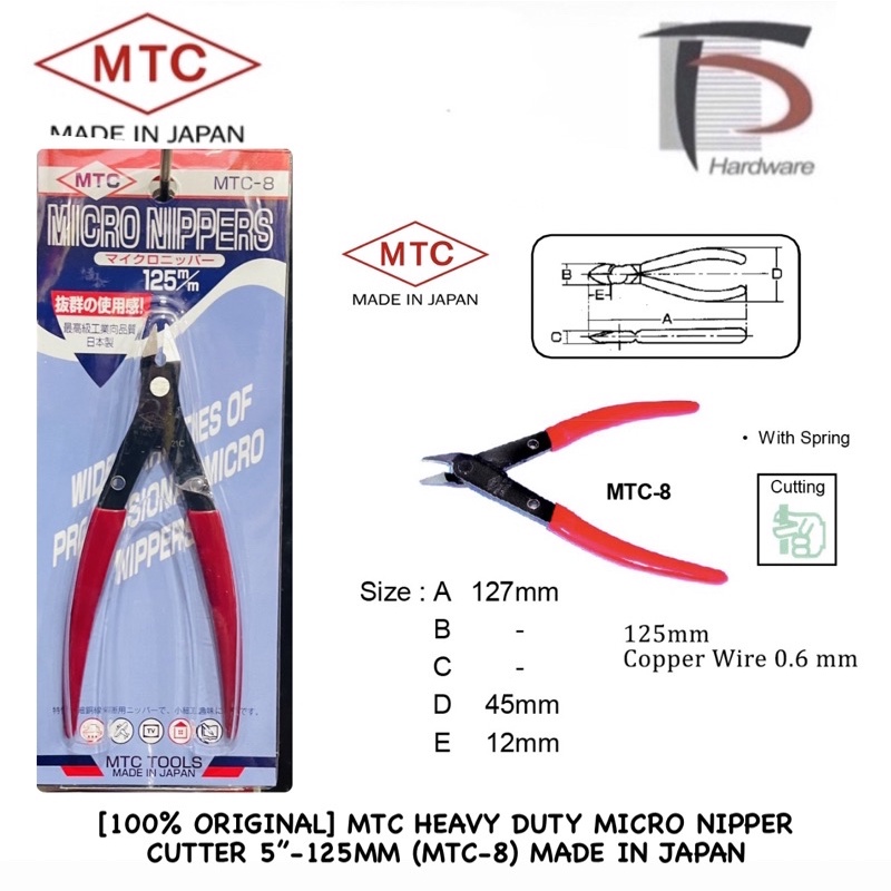 [100% ORIGINAL] MTC HEAVY DUTY MICRO NIPPER CUTTER 5”-125MM (MTC-8) MADE IN JAPAN | Shopee Malaysia