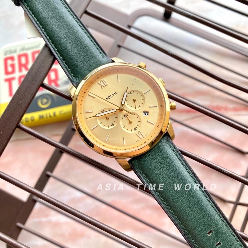 [Original] FOSSIL FS5580 Chronograph Men Watch with Gold dial and Green ...