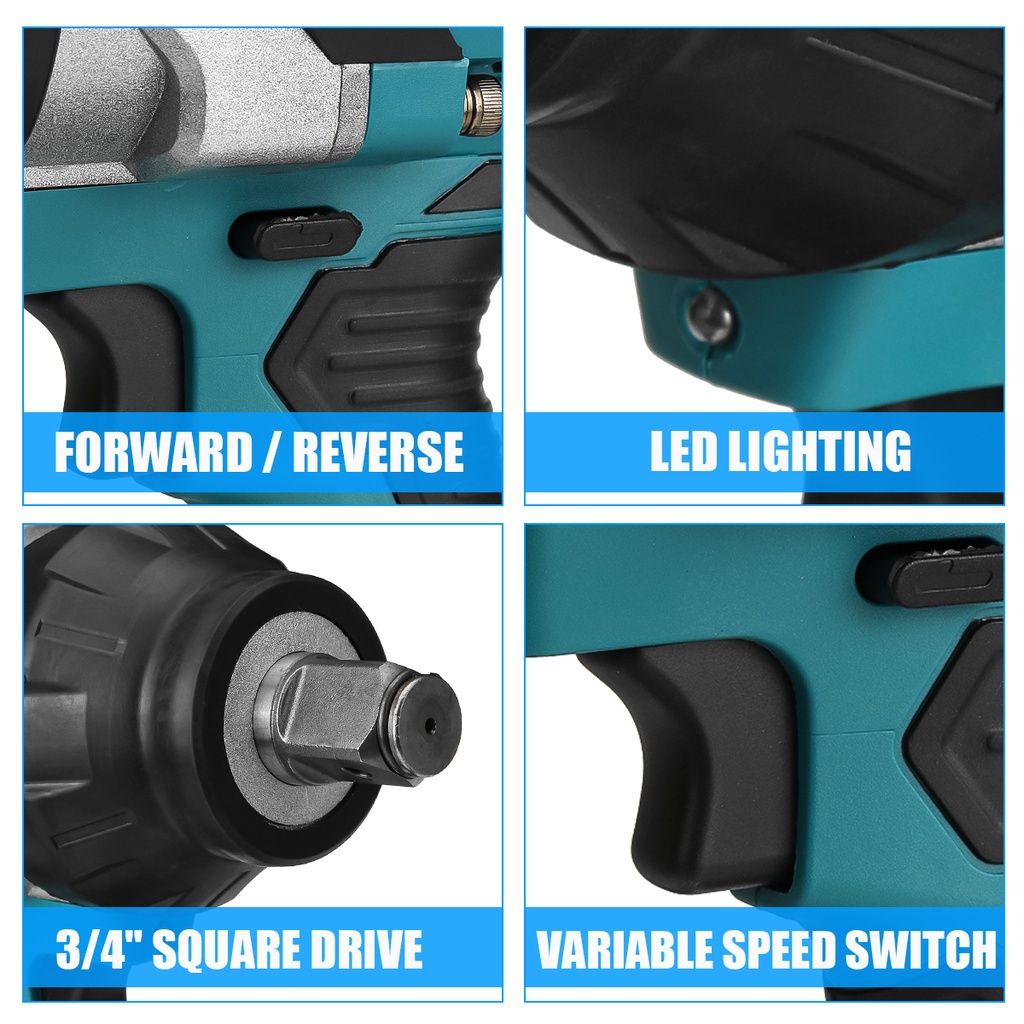 2100N.M 588VF High Torque Brushless Electric Impact Wrench 100-240V 3/4 ...