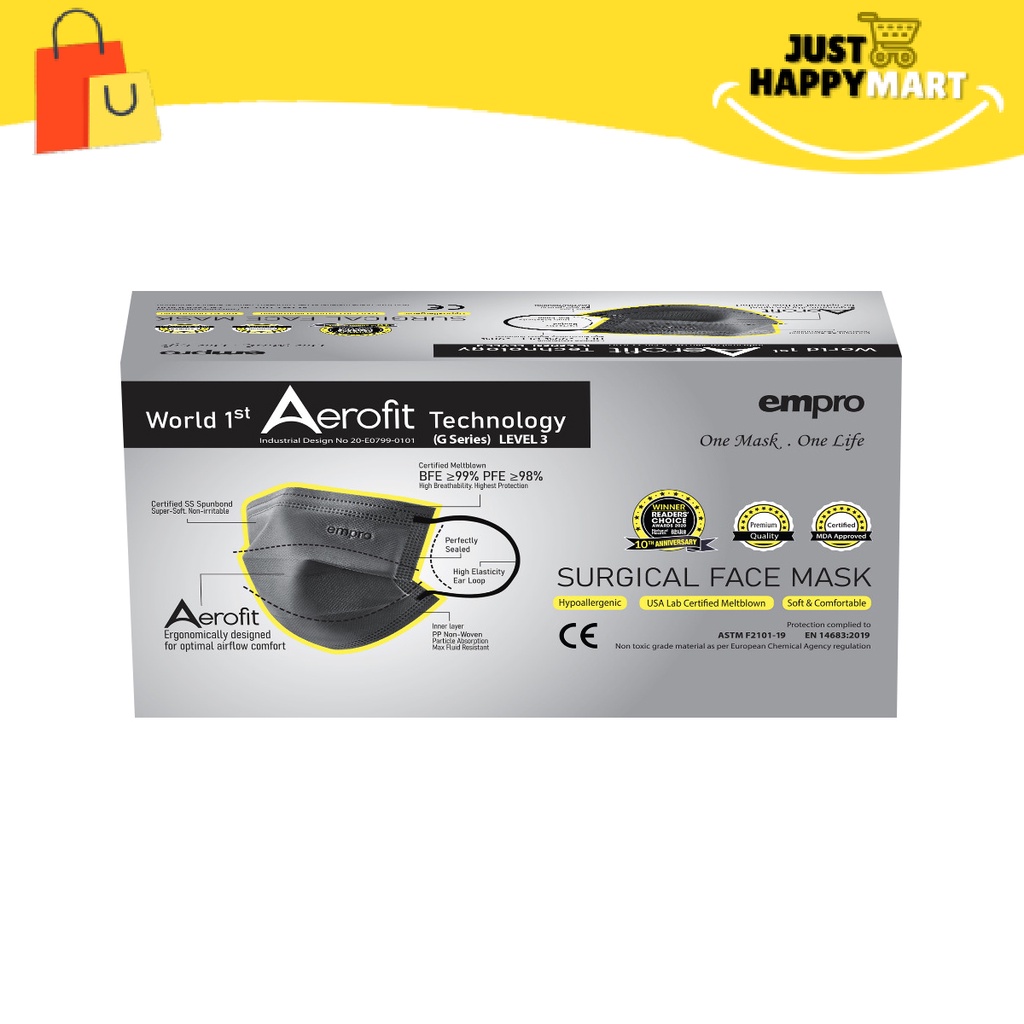 Empro Aerofit G-Series Surgical Mask in Grey 50's 3-ply | Shopee Malaysia