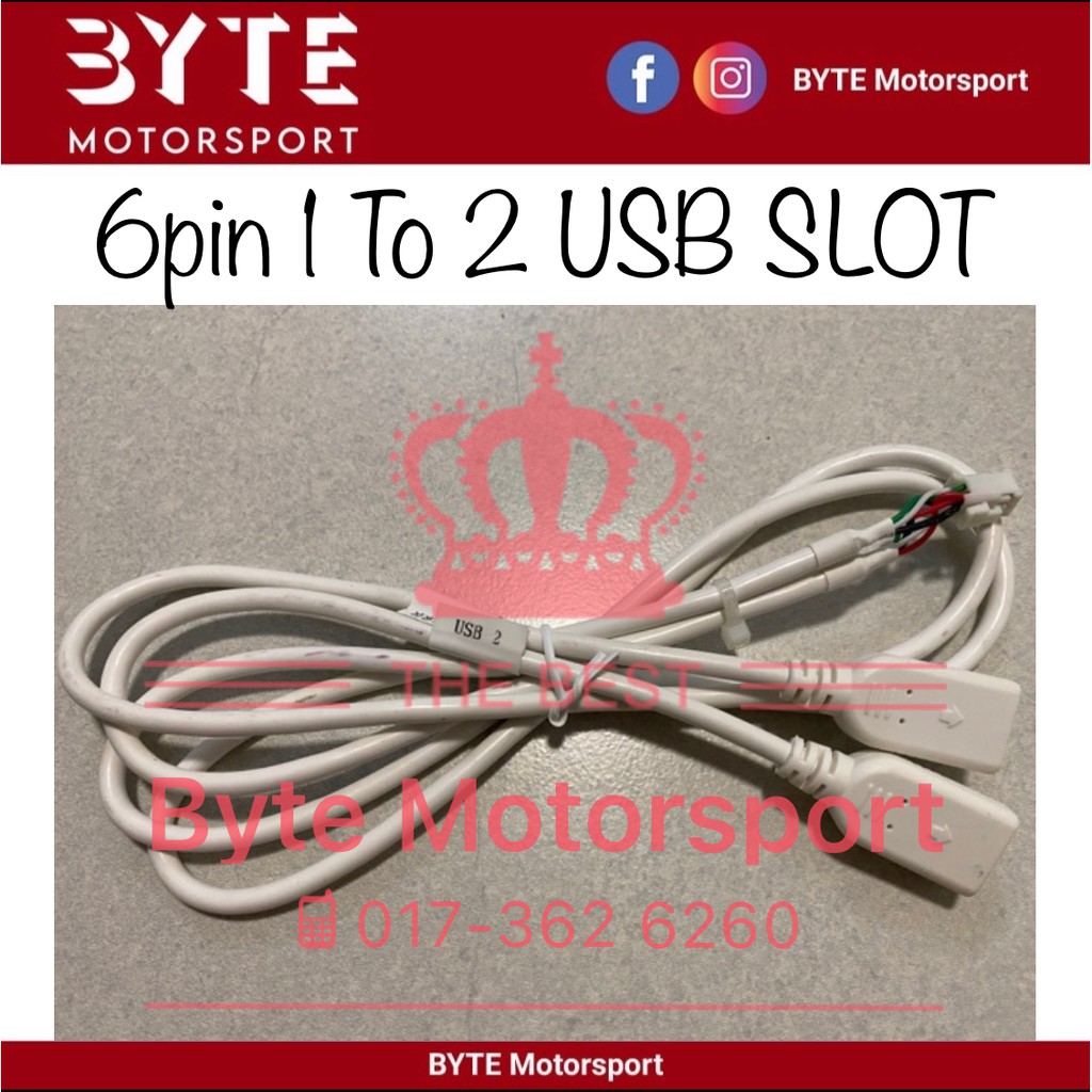 🇲🇾 🔌6 PIN 1 TO 2 USB SLOT ANDROID PLAYER CONNECTION SOCKET RCA CABLE ...