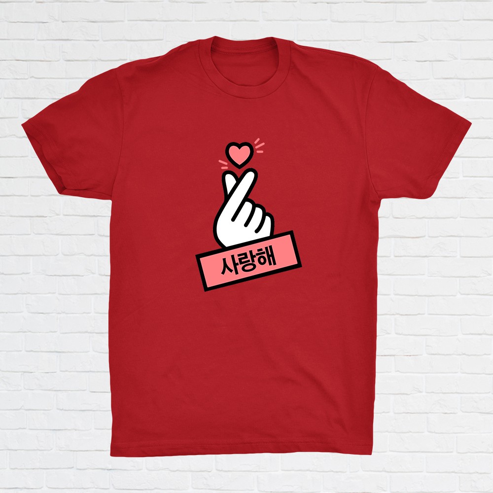 KPOP Finger Hand Love Heart Signs UNISEX GRAPHIC Cotton Saranghaeyo ...