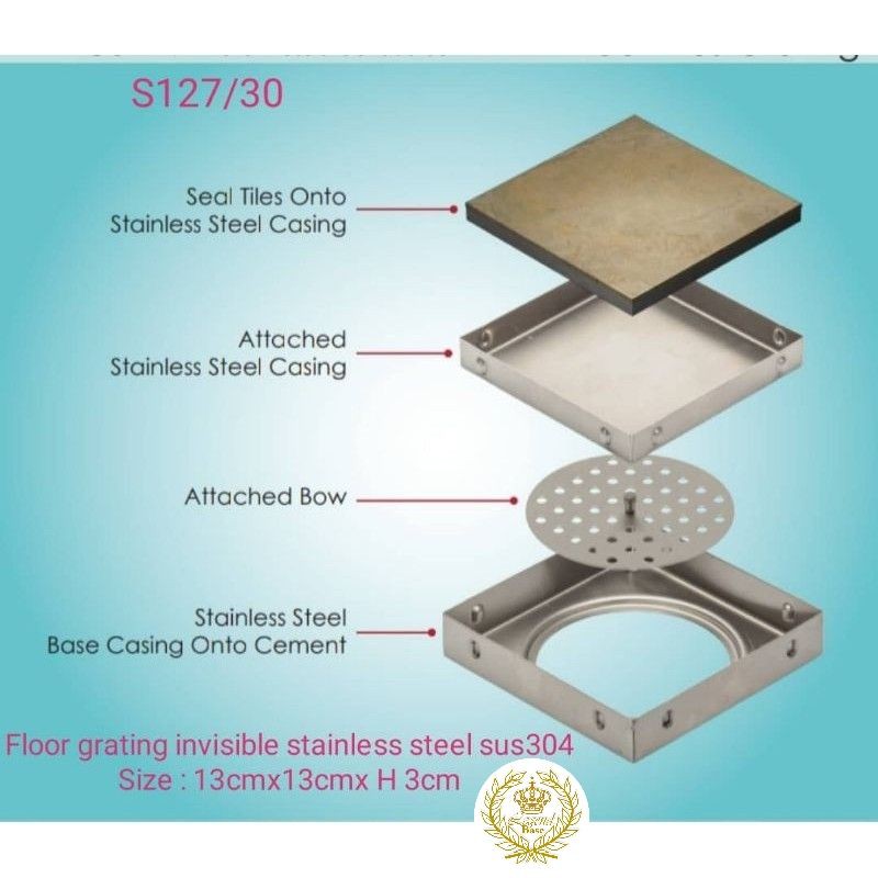 13cm x 13cm fully stainless steel sus304 tile insert floor grating ...