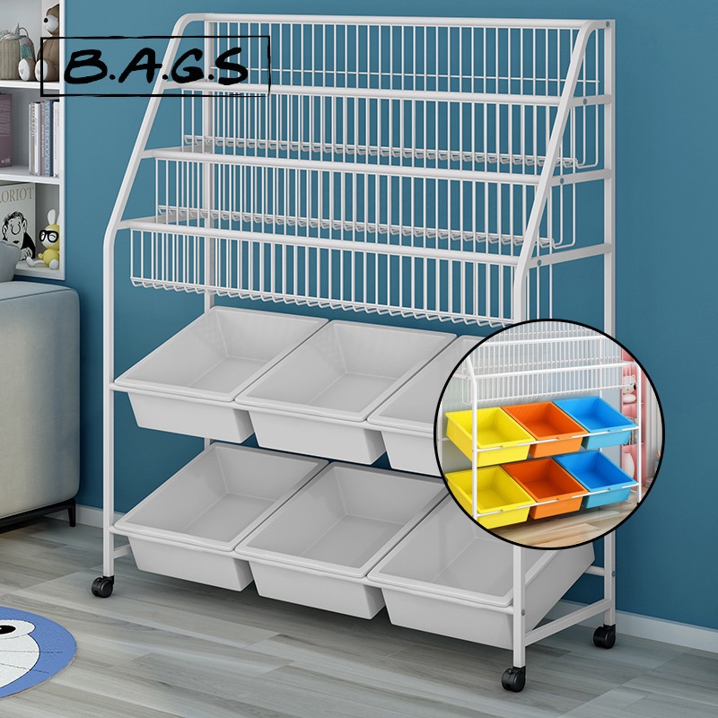 TheBags 92cm Children Bookshelf Toy Storage Rack Baby Sorting And ...