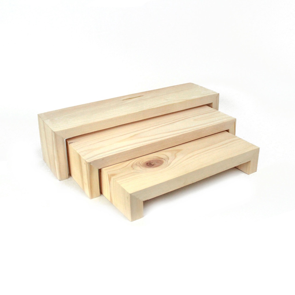 KAYU Display Rack Stacking Rack Product Display Wooden Stair Rack (3Pcs ...