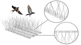 33cm Bird Repellent Mat Spikes S/Steel Animal Repeller Chase Birds ...