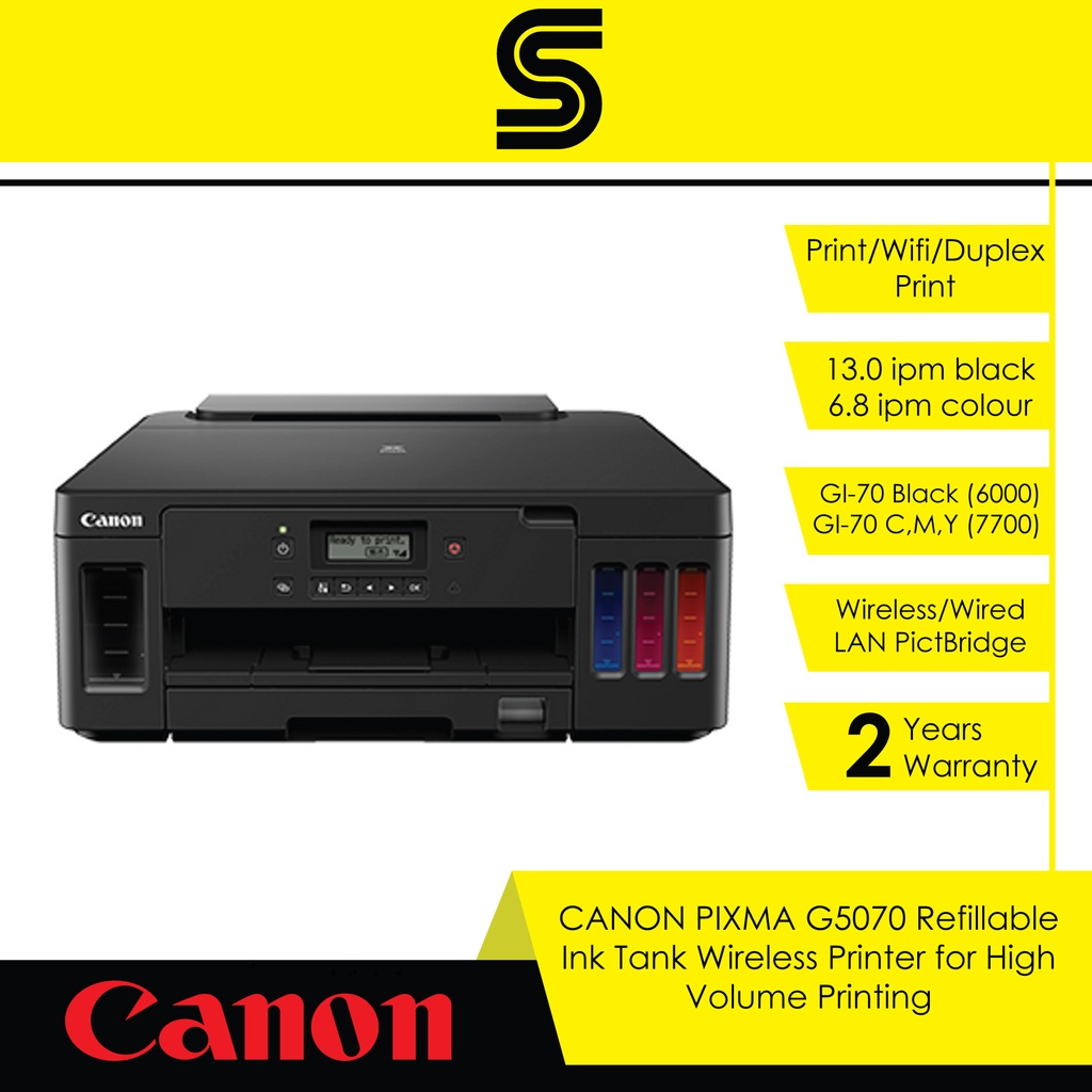 Canon Pixma G5070 InkTank Printer (Print/Wifi/Duplex Print) (Gi-70 C/M ...