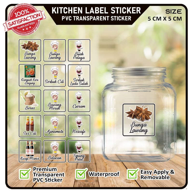 [Readylist] Kitchen Sticker Label / Label Dapur Transparent Waterproof ...