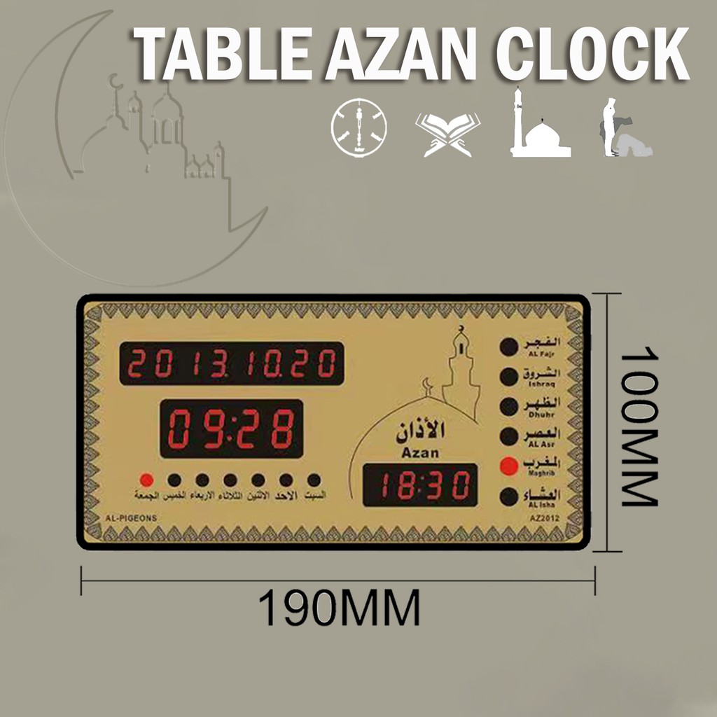 Wall Table LED Digital Jam Waktu Jam Azan Digital / Jam Waktu Solat ...