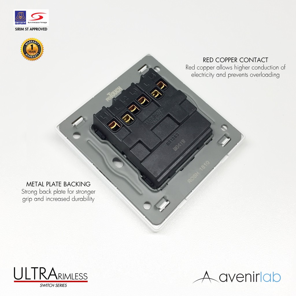 [WHITE] reTouch Ultra Rimless Switch 1/2/3/4 Gang 1/2Way Wall Switch ...