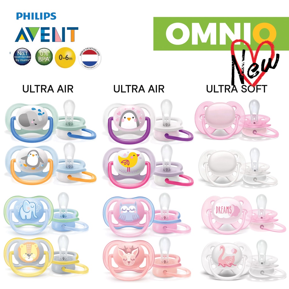 Philips Avent Ultra Soft Air Soother Pacifier 0-6m w Carry Case [Twin ...